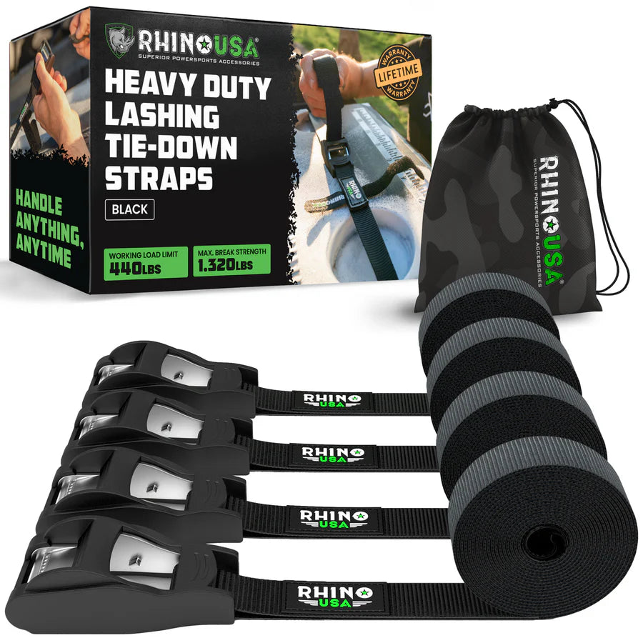 Rhino USA 1" x 12' Lashing Tie-Down Straps 4-pack | LASHING-STRAP-4PK ...